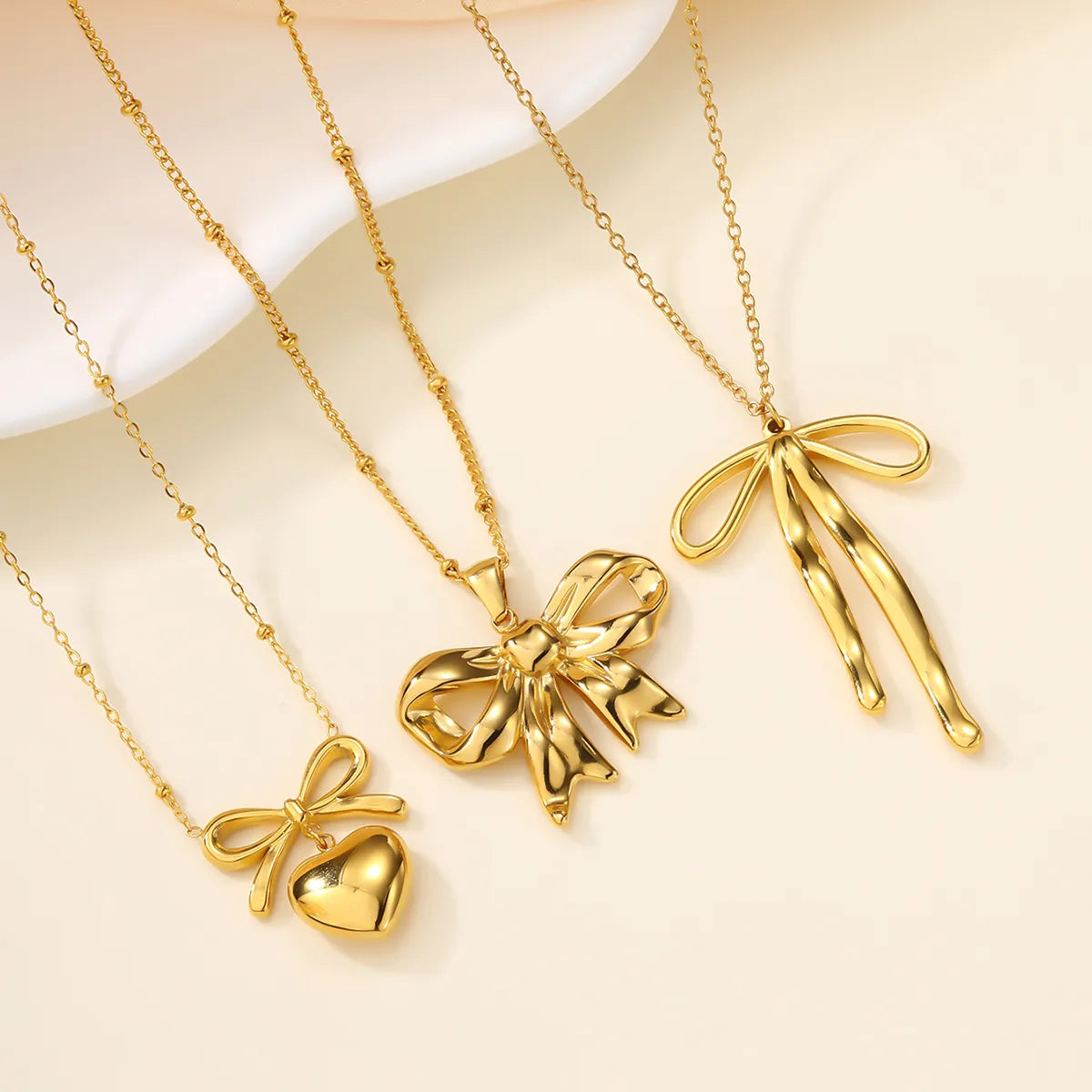 Wholesale Jewelry Casual Bow Knot 304 Stainless Steel 18K Gold Plated ...