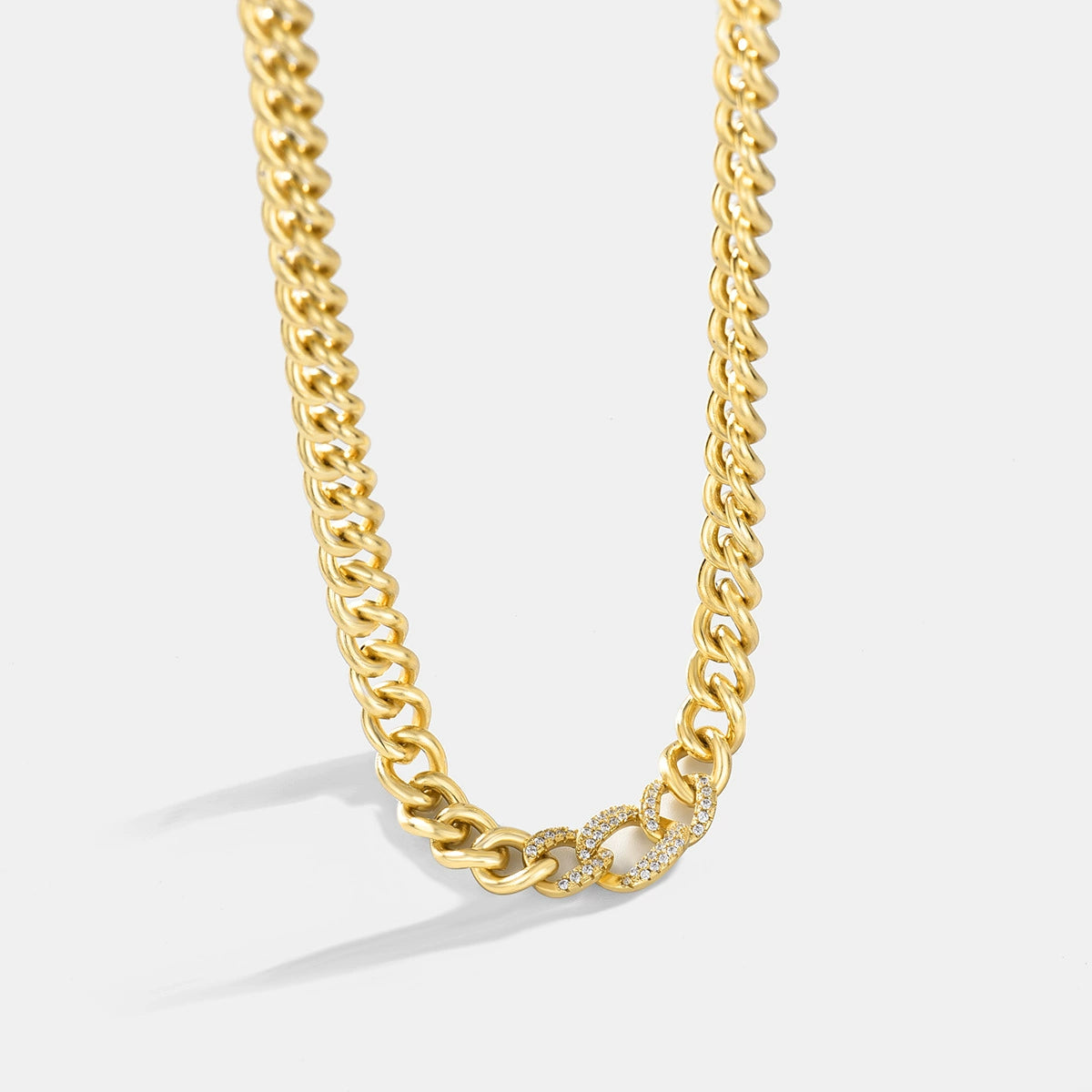 Wholesale Jewelry Cuban Chain Copper 18K Gold Plated Geometric Style N ...