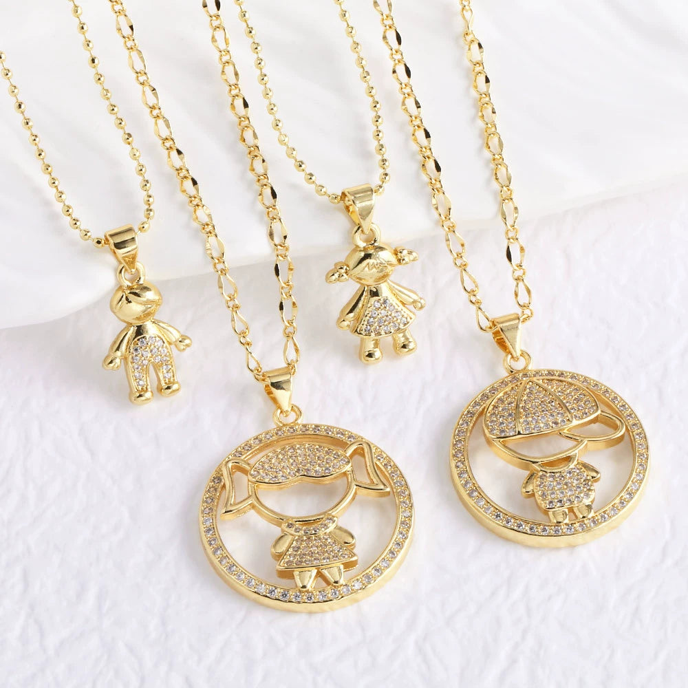 Wholesale Jewelry Simple Cartoon Character Geometric Copper Pendant Ne ...