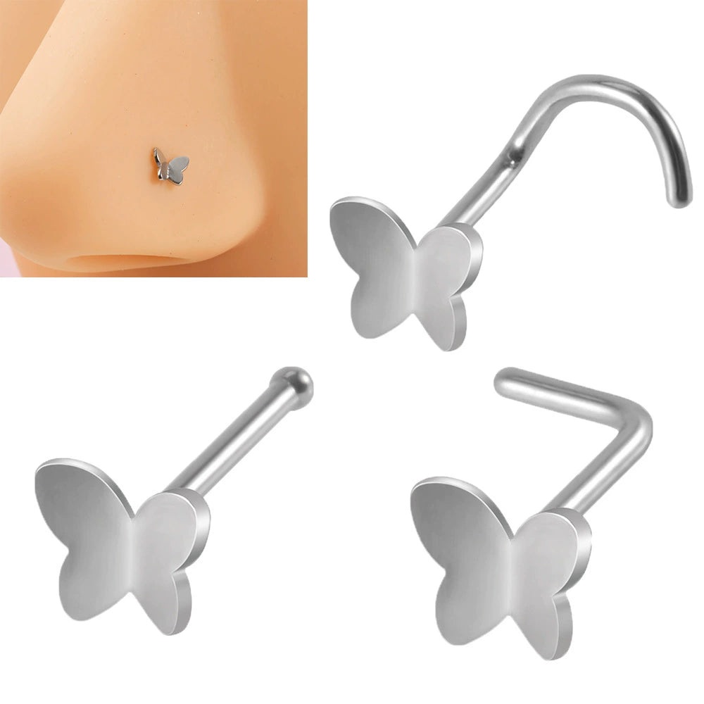 Wholesale Jewelry Stainless Steel Butterfly Style Nose Ring And Ear ...