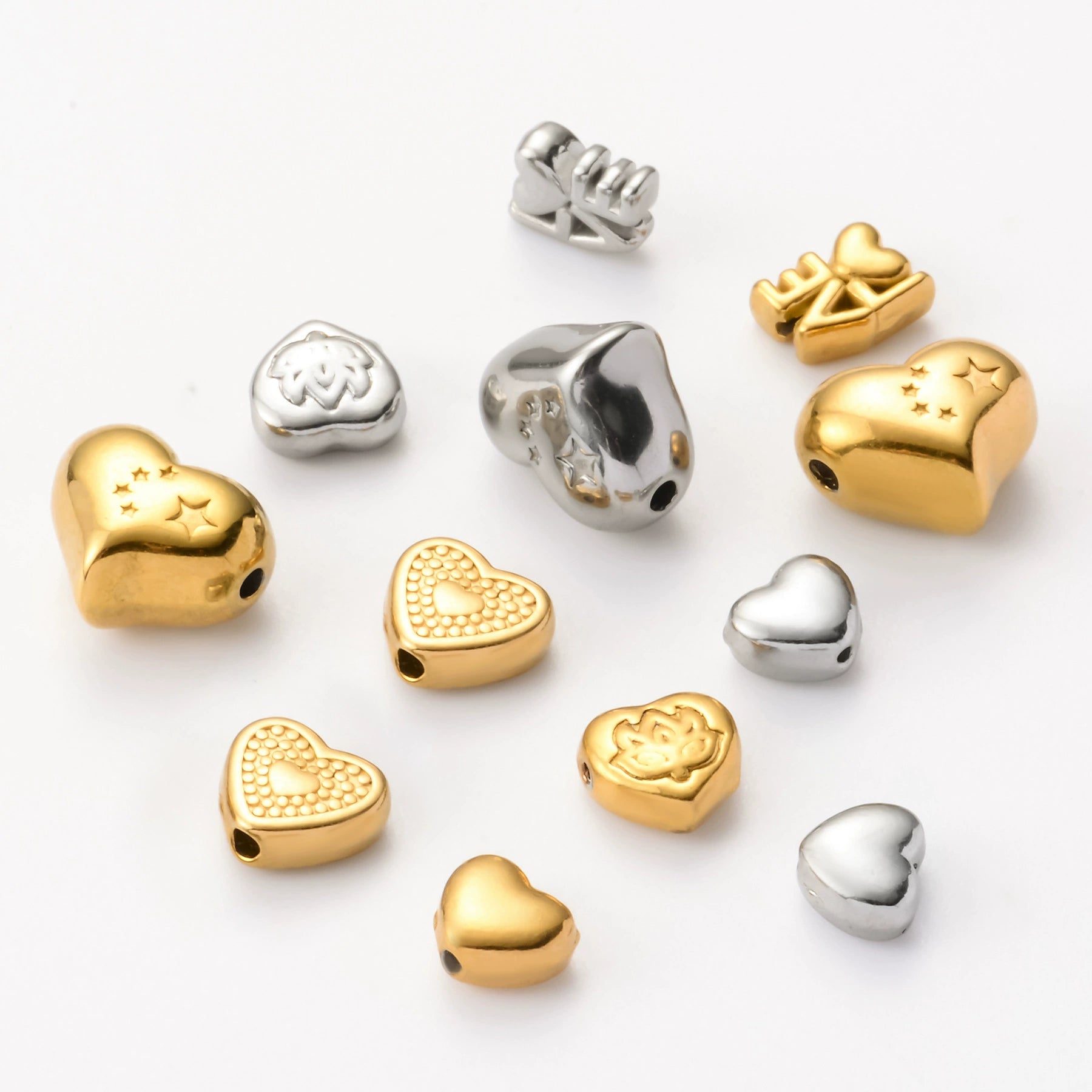 Wholesale Jewelry Stainless Steel Heart Love Perforated Beads ...