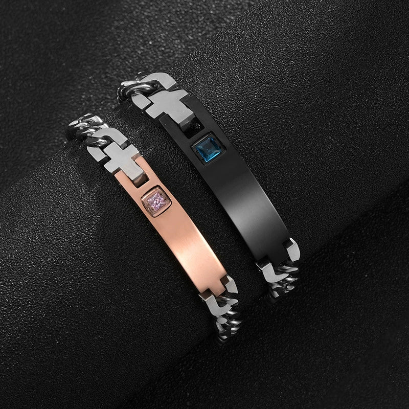 Wholesale Jewelry Titanium Steel Couple Bracelets Geometric Style With ...