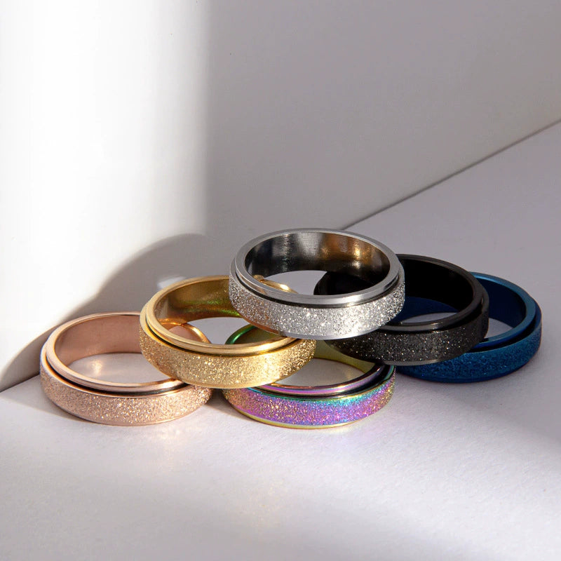 Wholesale Jewelry Titanium Steel Frosted Rotary Ring With Letters Numb ...