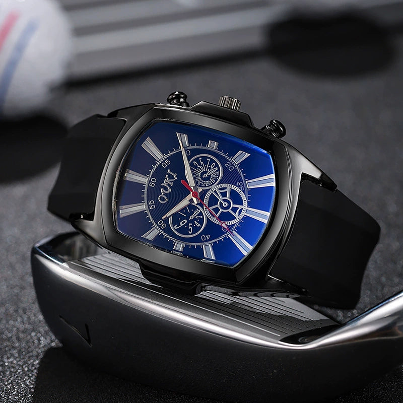 Wholesale Men's Sport Style Barrelshaped Alloy Case Rubber Strap Quartz ...