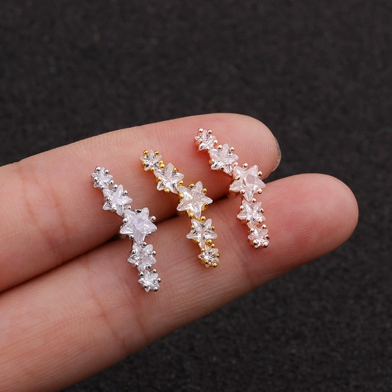Wholesale Metal Ear Nails With Inlaid Zircon And Fivepointed Star Desi ...