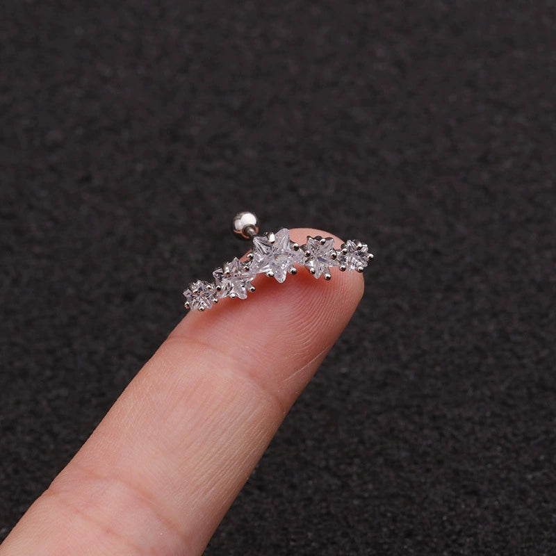 Wholesale Metal Ear Nails With Inlaid Zircon And Fivepointed Star Desi ...