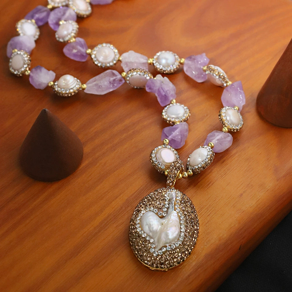 Wholesale Necklace Artificial Crystal Freshwater Pearls Twist Chain ...