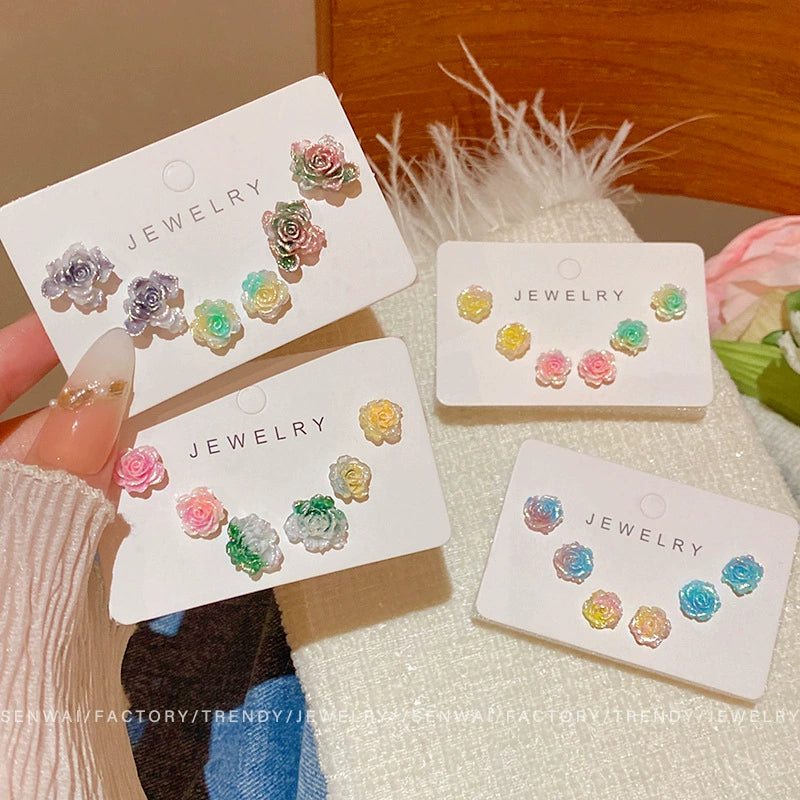 Wholesale Resin Flower Earrings Set For Women Fresh Dopamine Style ...