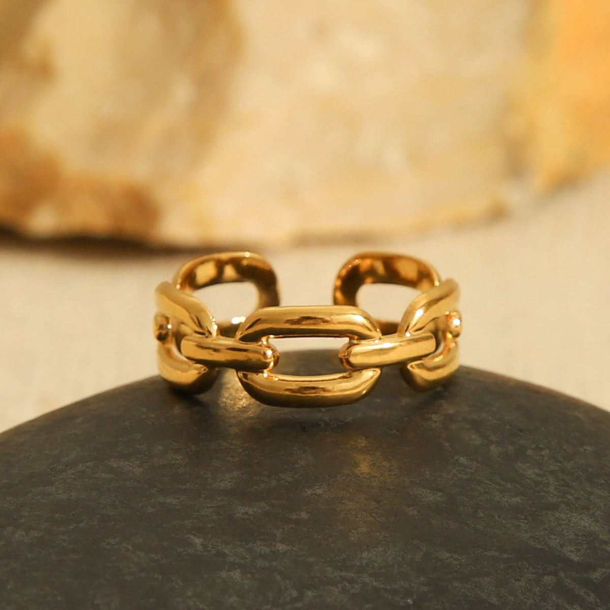 Wholesale Ring Stainless Steel Open Ring Geometric Style Electroplated ...