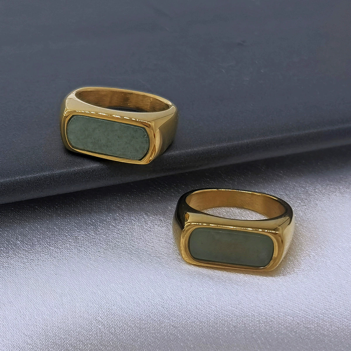 Wholesale Ring Titanium Steel Geometric Pattern 18K Goldplated Retro ...