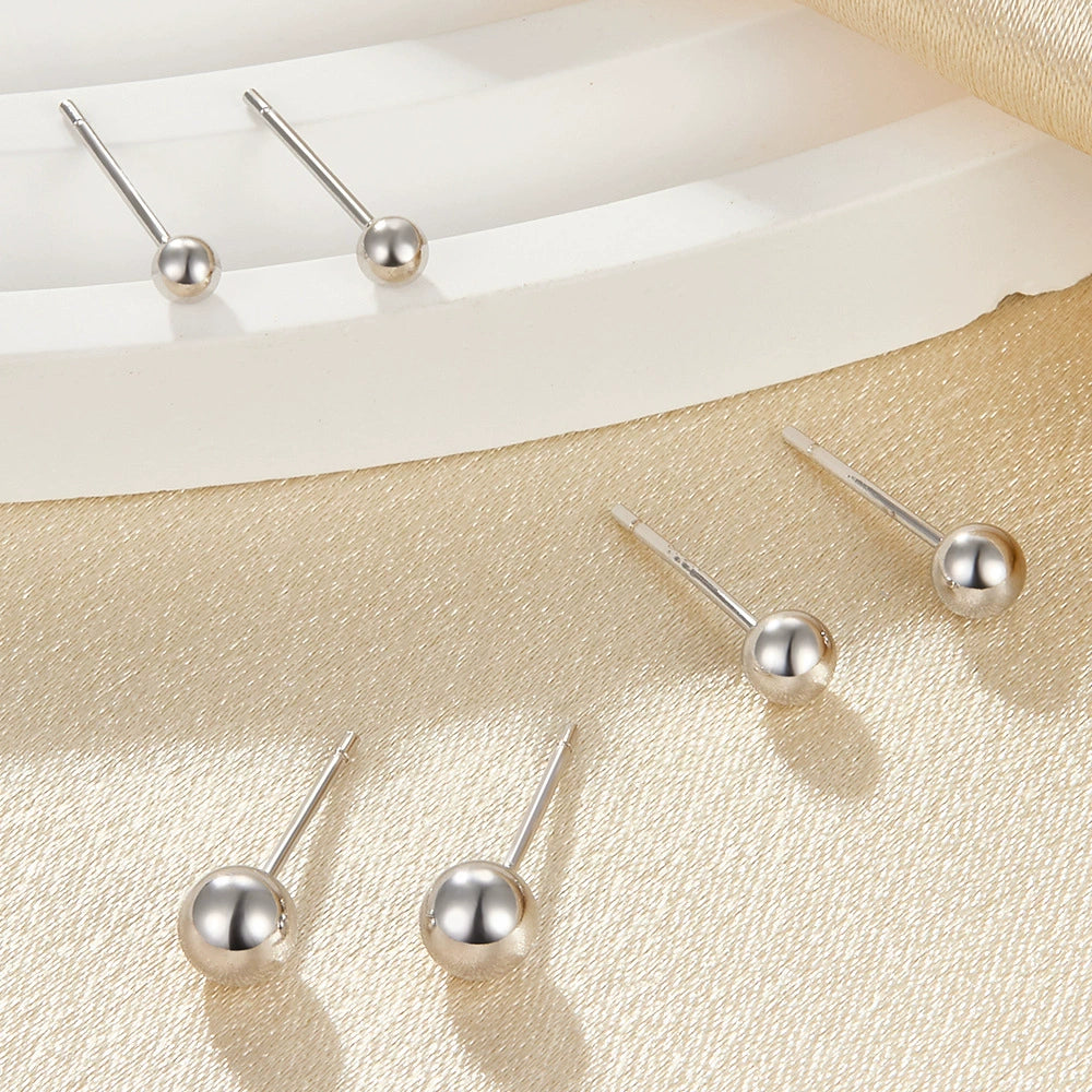 Wholesale S925 Sterling Silver Round Ball Mini Bean Ear Piercing Ear N ...