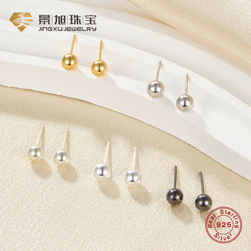 Wholesale S925 Sterling Silver Round Ball Mini Bean Ear Piercing Ear N ...