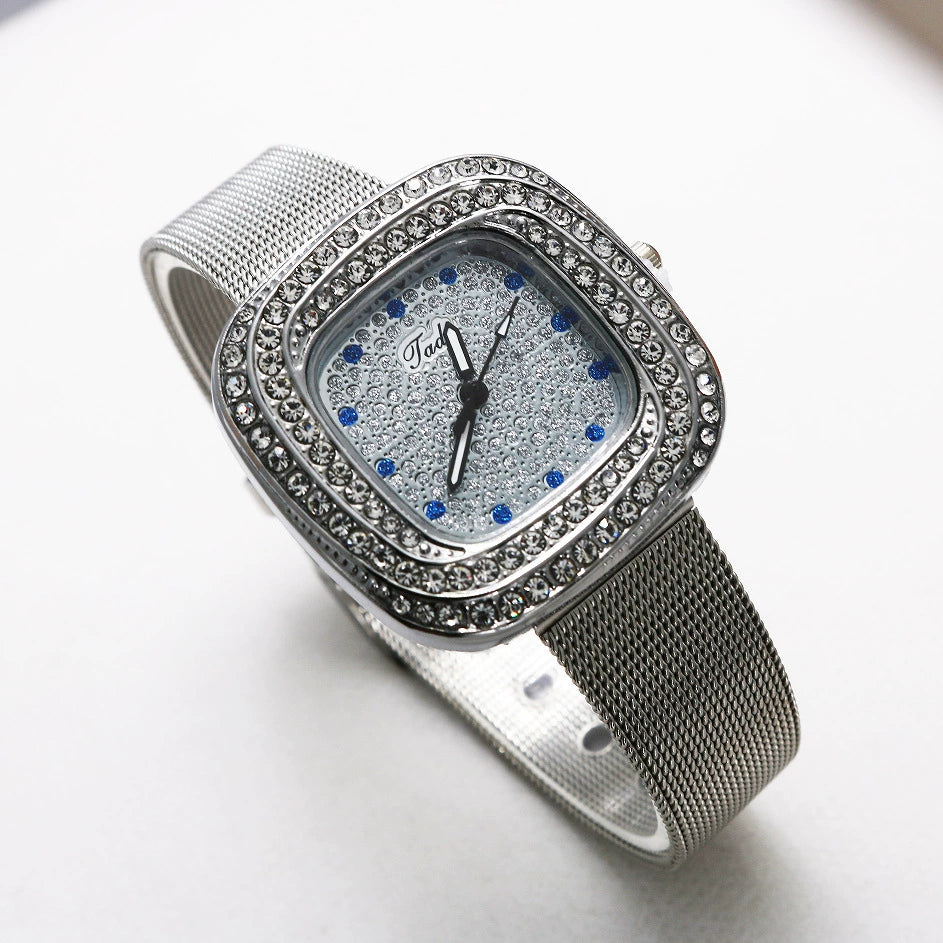 Wholesale Square Quartz Watch With Starry Diamond Mesh Strap Alloy Case ...