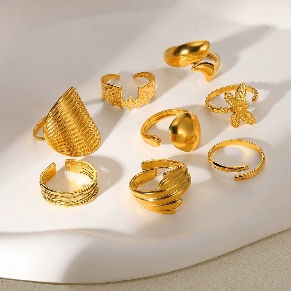 Wholesale Stainless Steel Gold Plated Geometric Arc Ring For Women ...