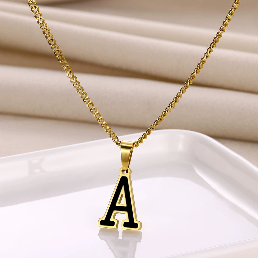Wholesale Stainless Steel Oil Dripping Letter Pendant Necklace Set With ...