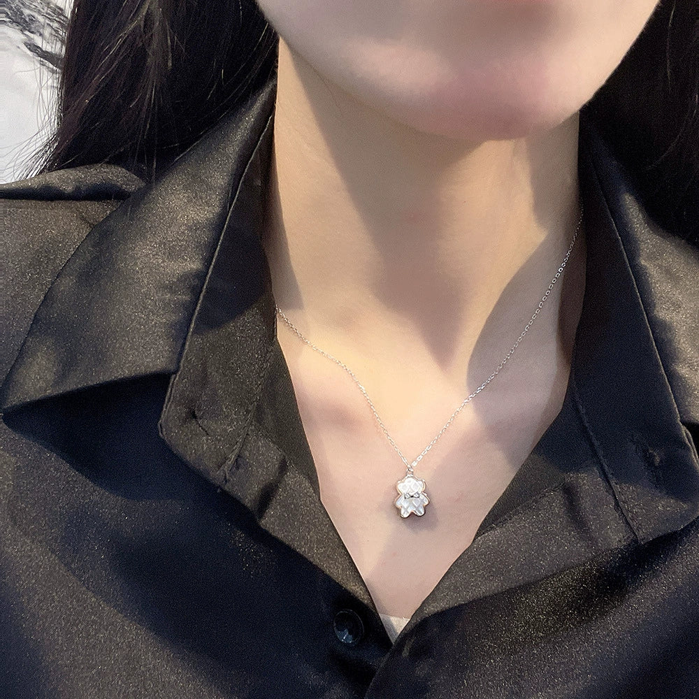 Wholesale Sterling Silver 925 Geometric Bear Shell Pendant Necklace For ...
