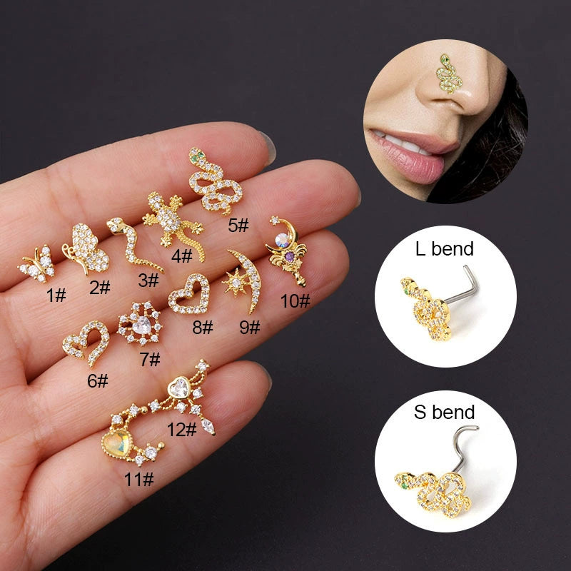 Wholesale Titanium Steel Animal Zodiac Nose Piercing Jewelry With Elec ...
