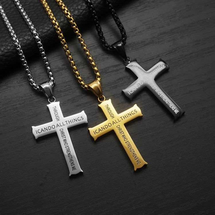 Wholesale Titanium Steel Cross Pendant Necklace With Geometric Pattern ...