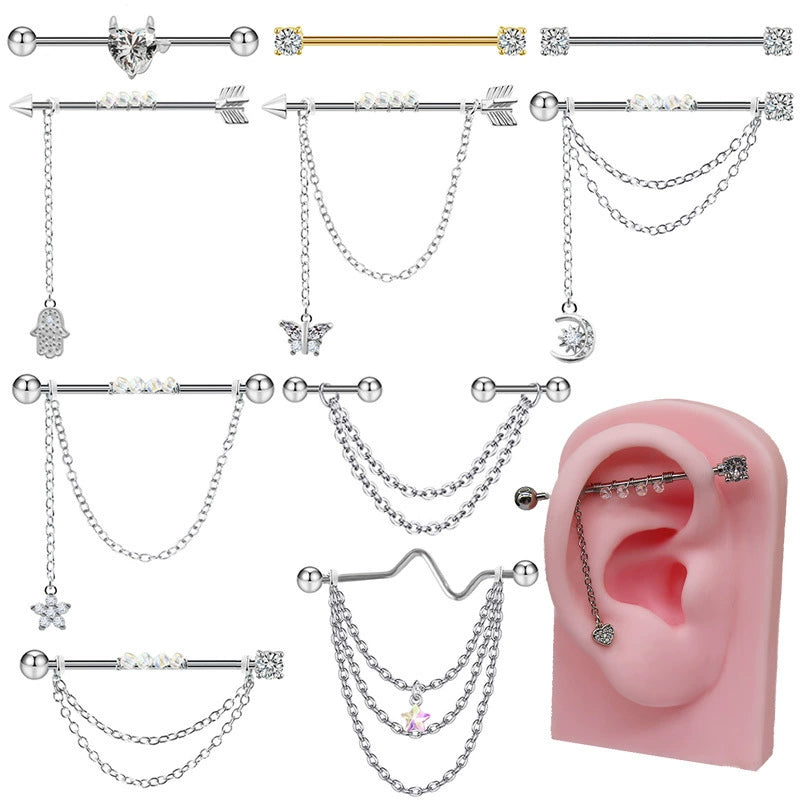 Wholesale Titanium Steel Ear Bridge Ear Bone Nail With Geometric Animal ...