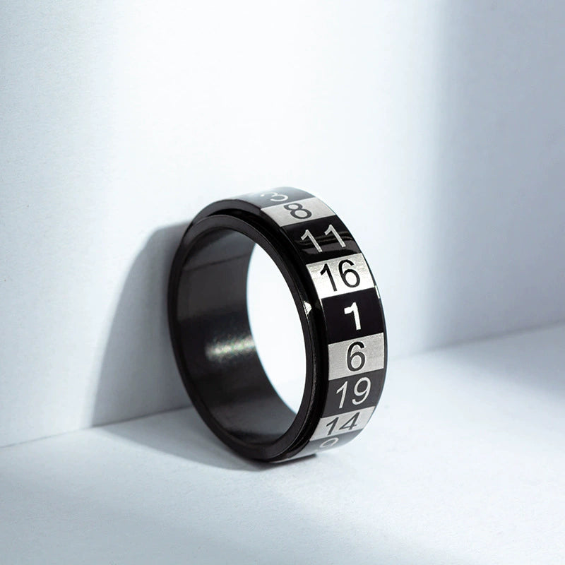 Wholesale Titanium Steel Rotatable Ring With Letters Numbers For Men A ...