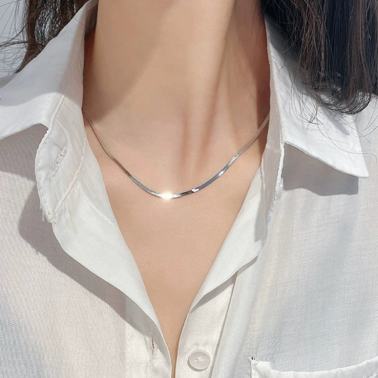 Wholesale Titanium Steel Snake Bone Chain Necklace Minimalist Plain Un ...