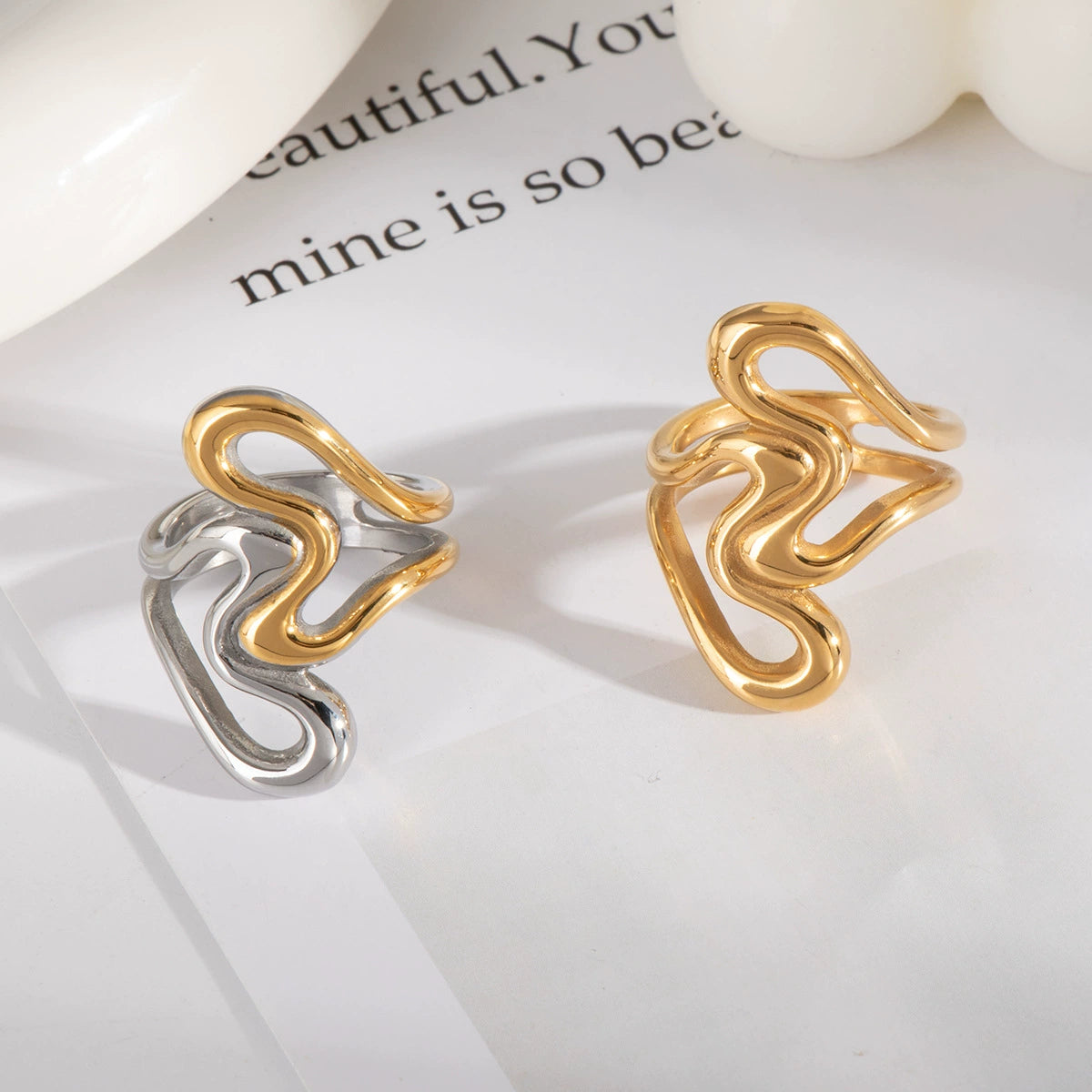 Wholesale Unisex Fashion Geometric Hollow Love Ring In Stainless Steel ...