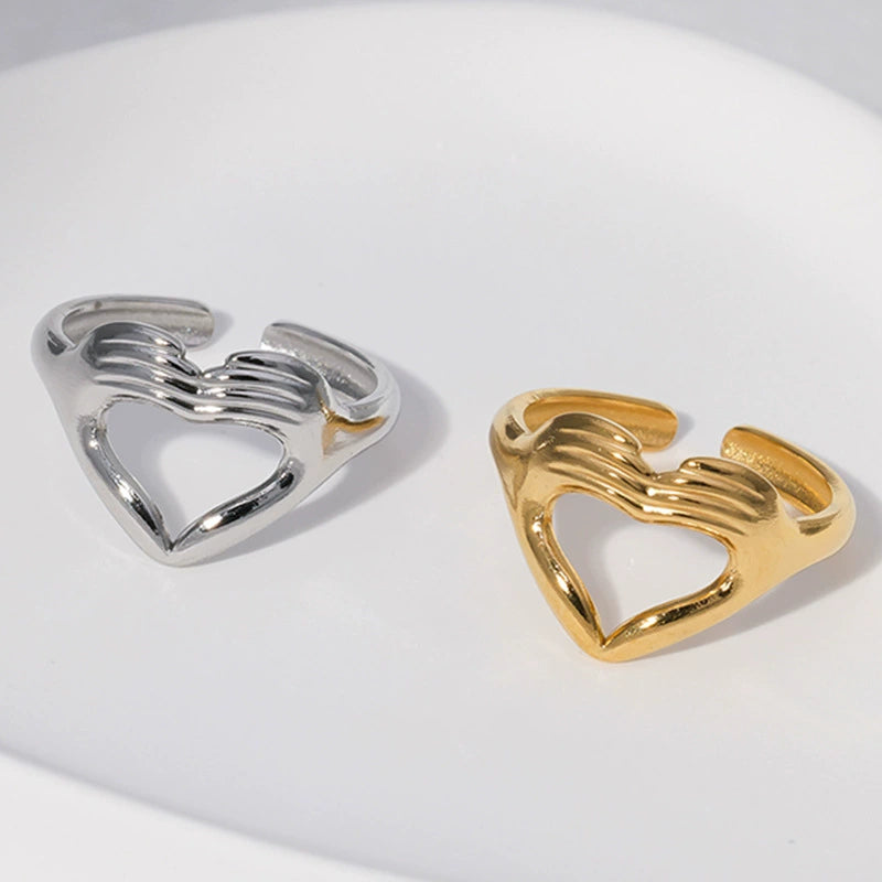 Wholesale Unisex Love Palm Creative Hip Hop Heart Titanium Steel And S ...