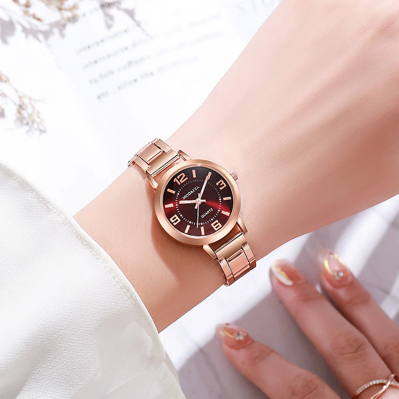 Wholesale Women's Leisure Alloy Case Steel Belt Quartz Watch With Round ...