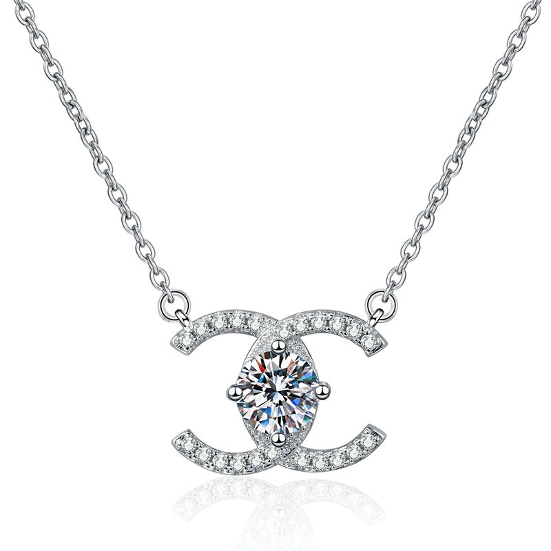Wholesale Women's S925 Sterling Silver Moissanite Necklace With Geomet ...