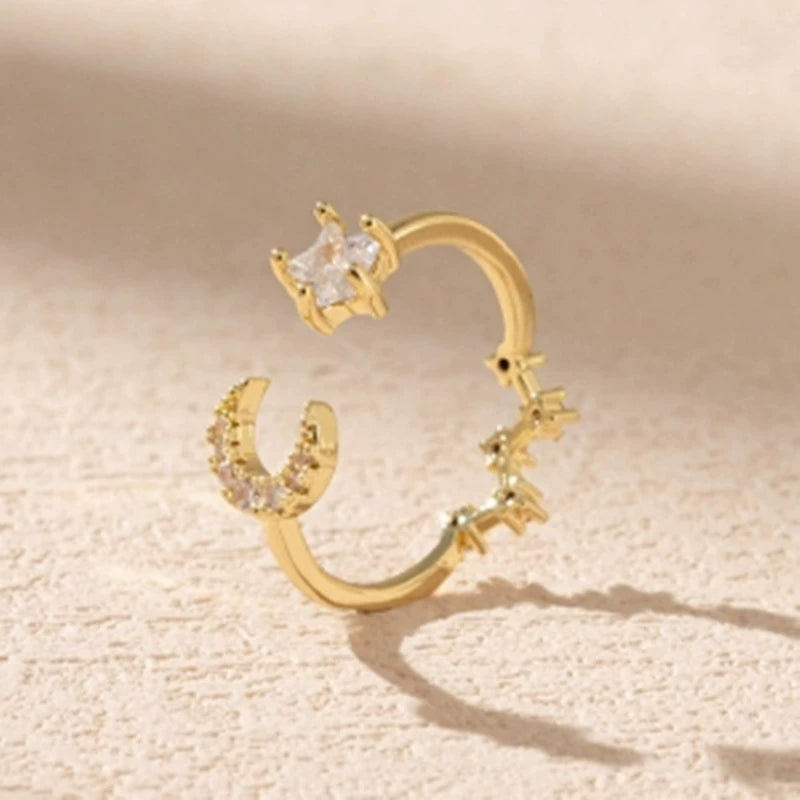 Wholesale Women's Zinc Alloy Star Open Finger Ring With Micropaved ...