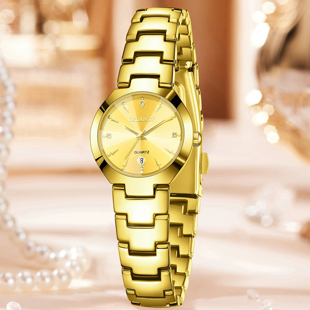 Women's Alloy Band Ordinary Glass Quartz Fashion Trend Round Dial Watch ...