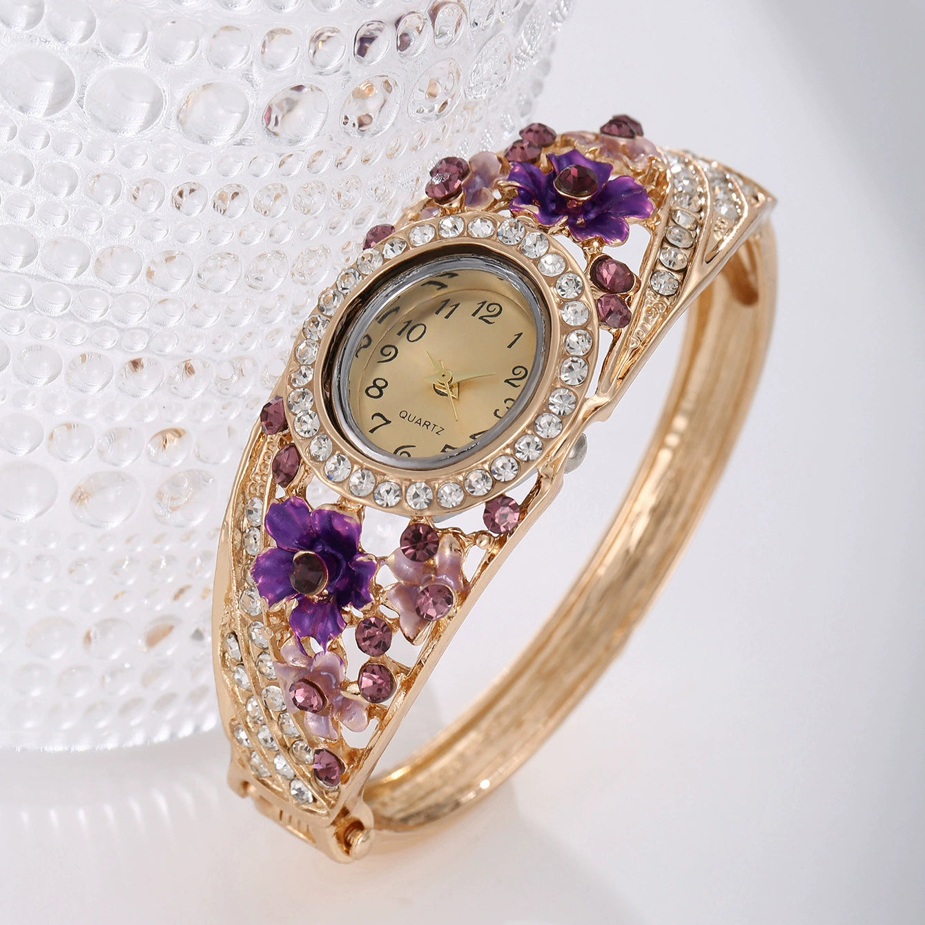 Women's Alloy Bracelet Watch With Decorative Flower And Round Dial ...