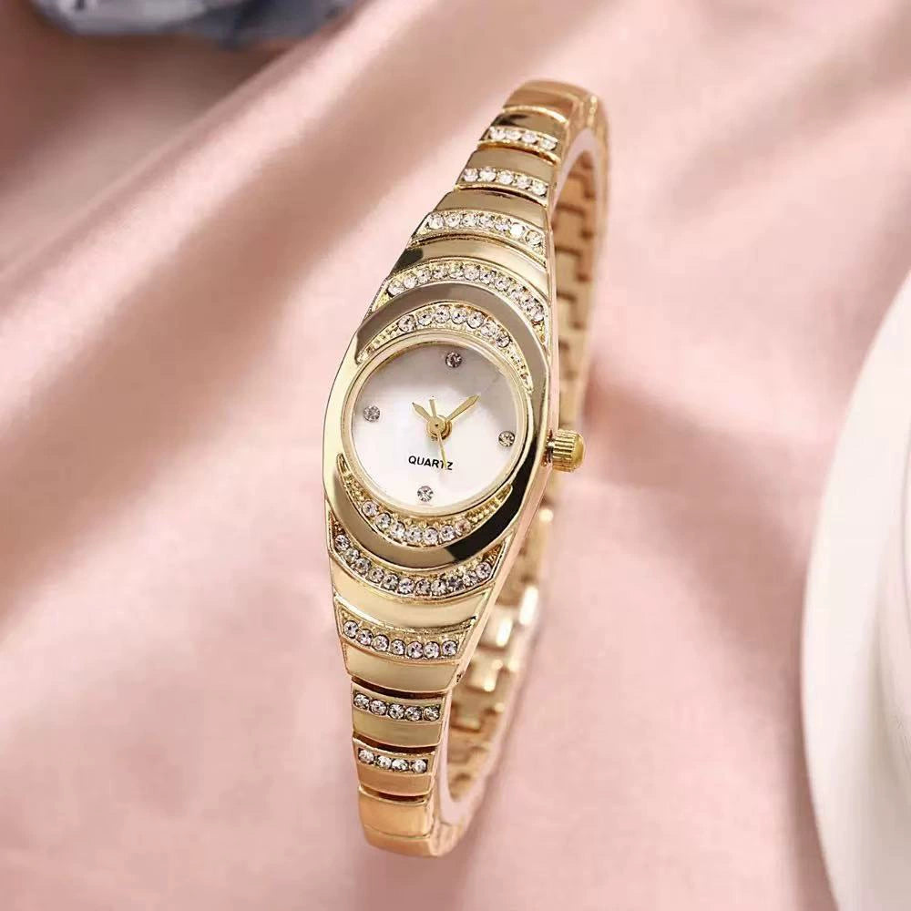 Women's Alloy Bracelet Watch With Oval Dial And Stainless Steel Clasp ...