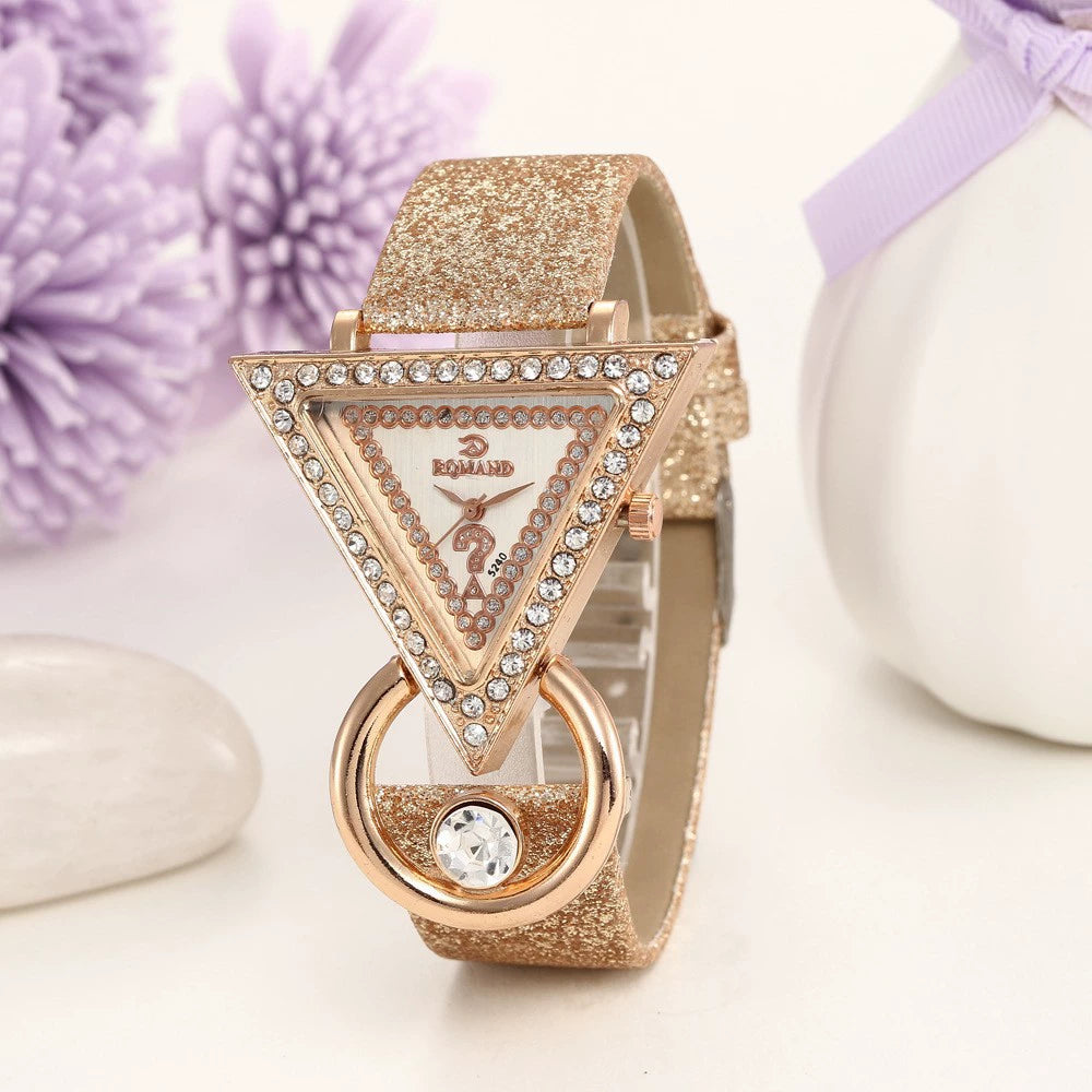 Women's Alloy Case Imitation Leather Strap Round Dial Quartz Watch With ...