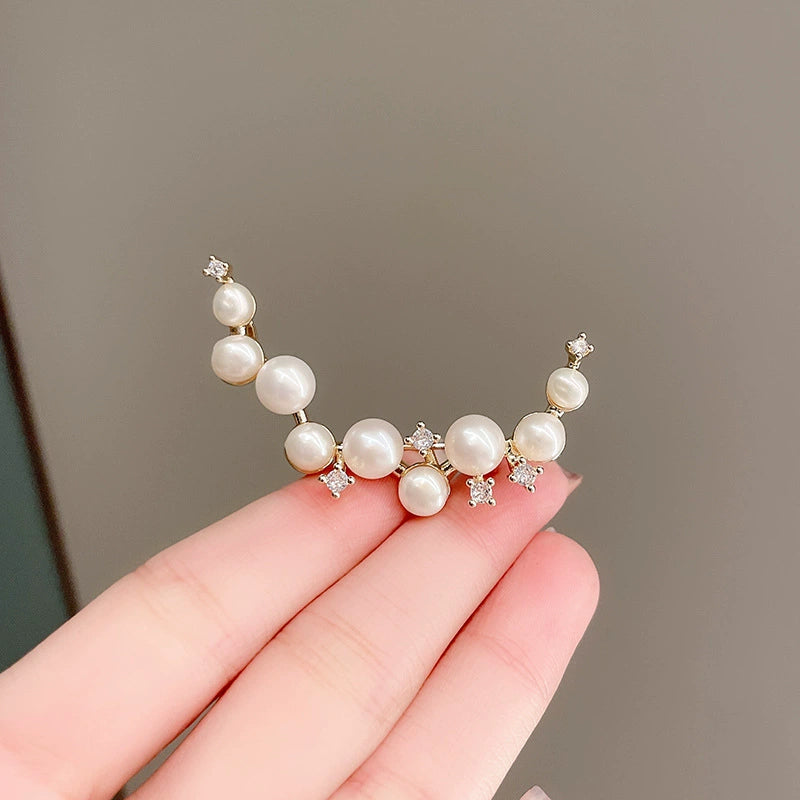 Women's Alloy Pearl Meniscus Flower Brooch With Electroplating And ...