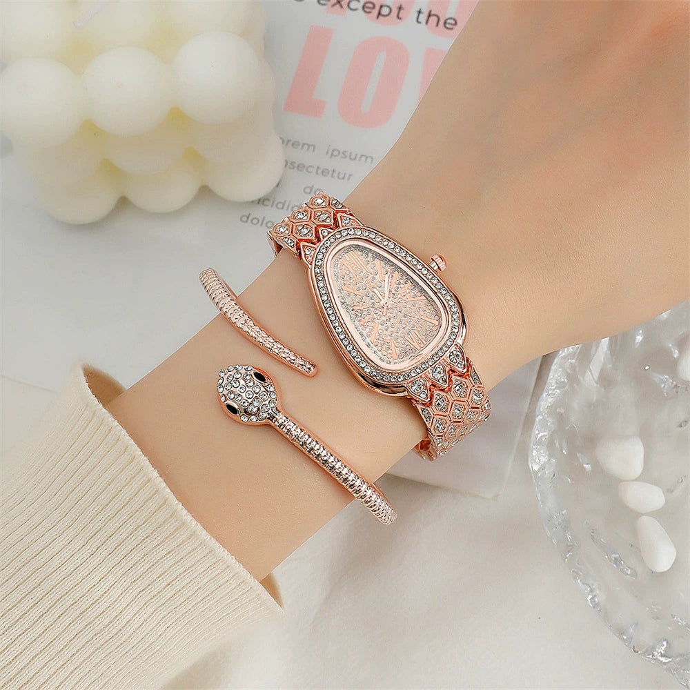 Women's Alloy Serpentine Watch Bracelet With Diamond Inlay And ...