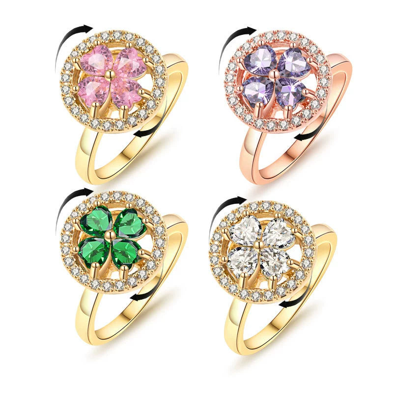 Women's Copper Open Rotating Ring With Geometric Pattern And Electropl ...