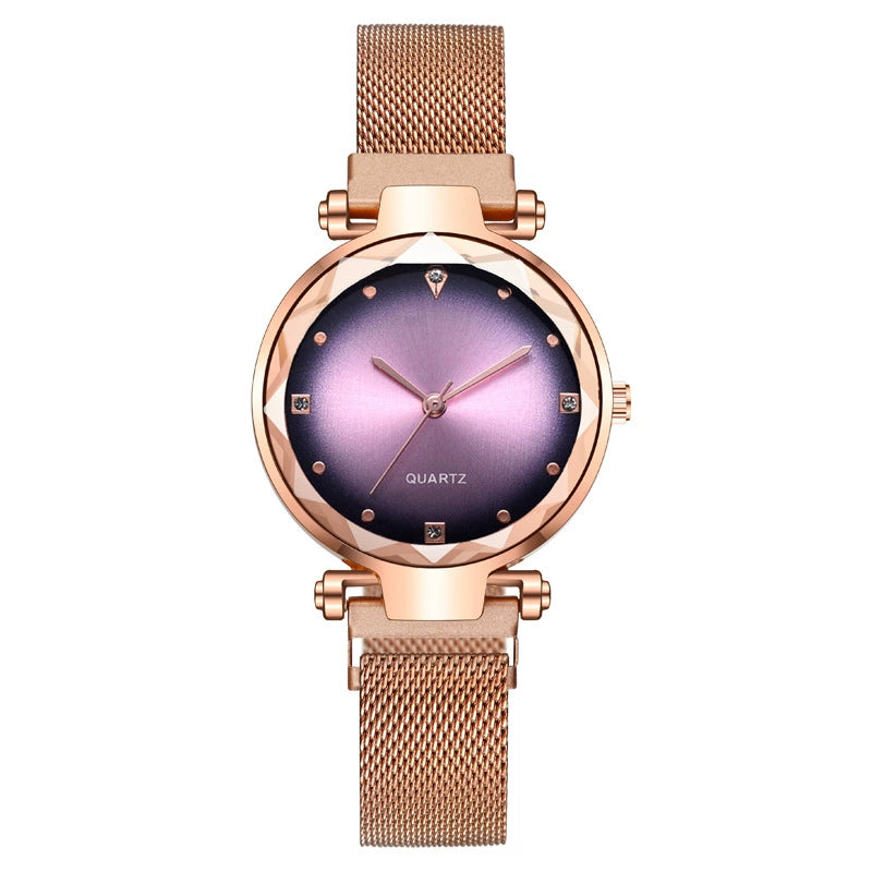 Women's Fashionable Diamondencrusted Metal Quartz Watch With Magnetic ...