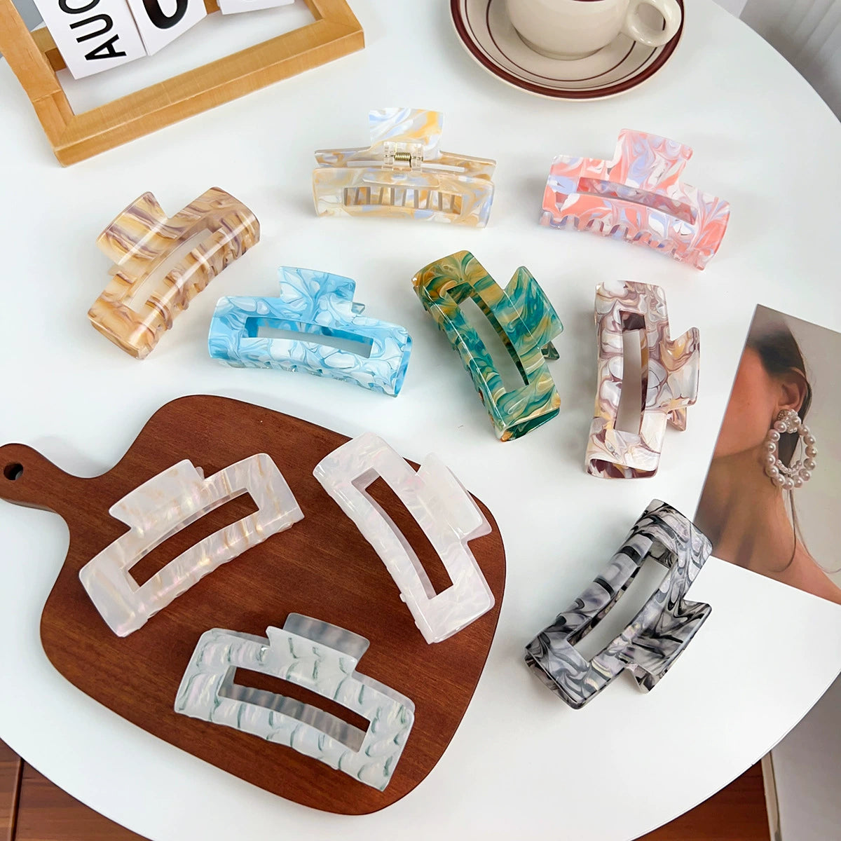 Women's Handmade Acrylic Hair Grab Clip Geometric Style – GoodDiy
