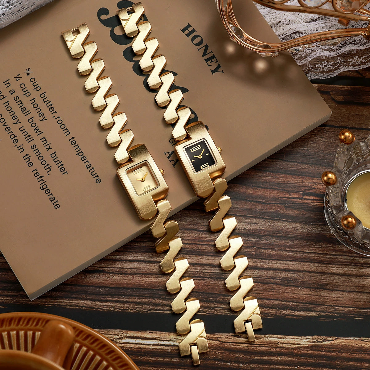 Women's Leisure Alloy And Stainless Steel Square And Round Dial Watch ...
