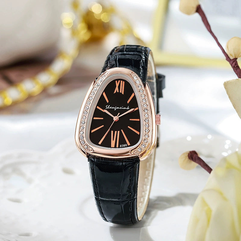 Women's Leisure Pu Strap Snakeshaped Quartz Watch With Diamond – GoodDiy