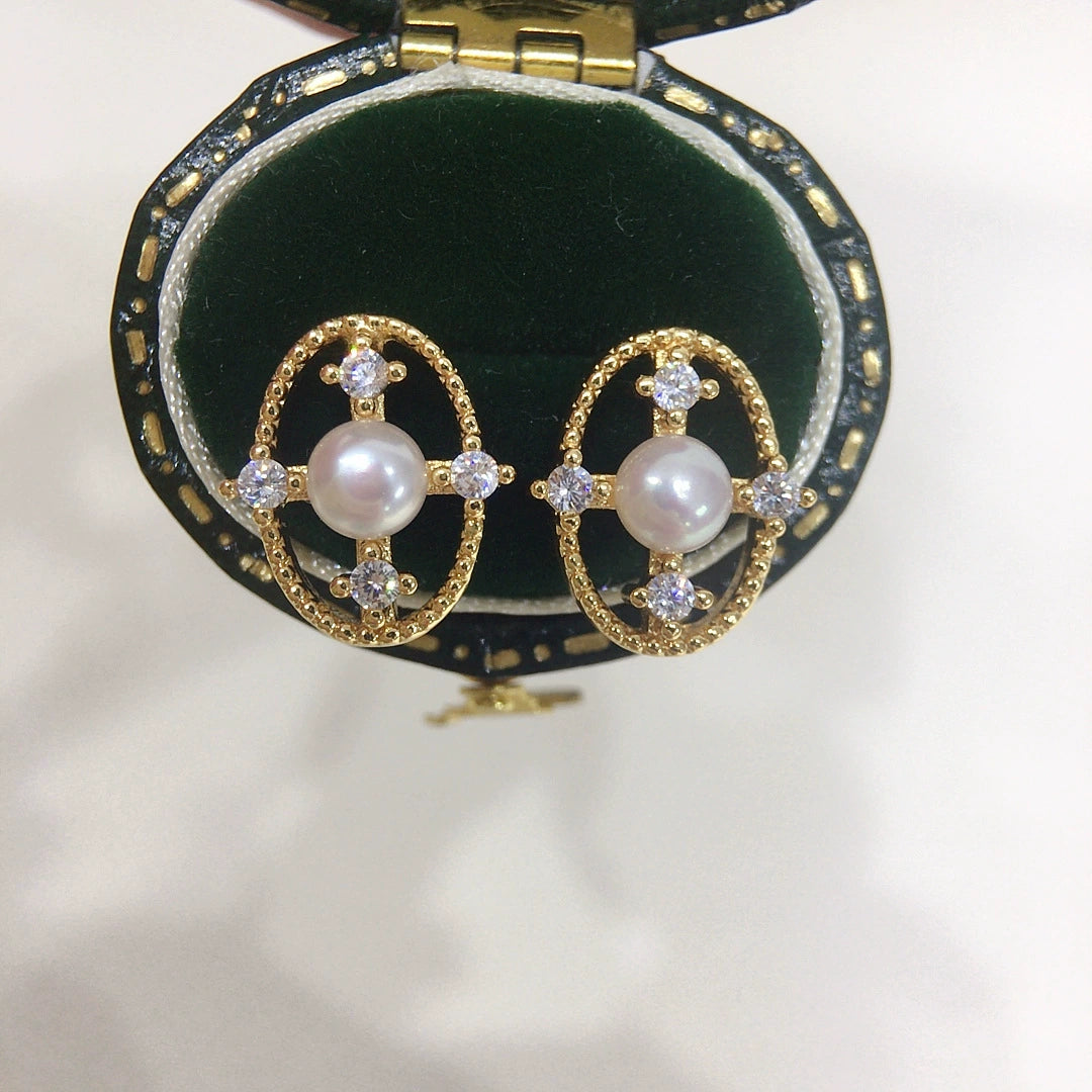 Women's Natural Freshwater Pearl Oval Hollow Vintage Earrings – GoodDiy
