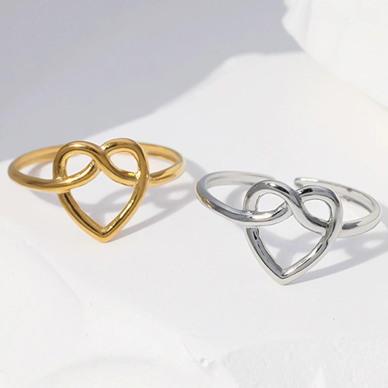 Women's Opening Ring Titanium Steel Heart Pattern Electroplated – GoodDiy