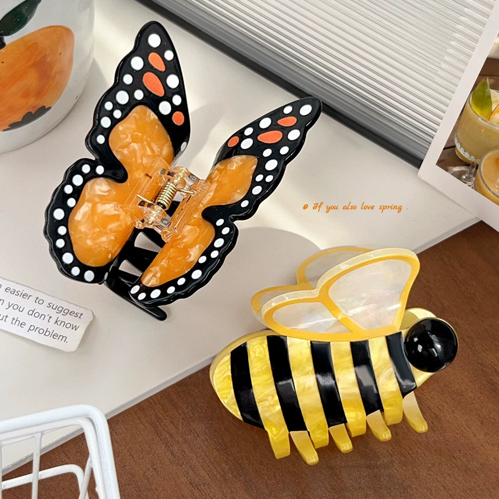 Women's Pvc Simulated Bee Butterfly Hair Clip Baking Paint Style – GoodDiy