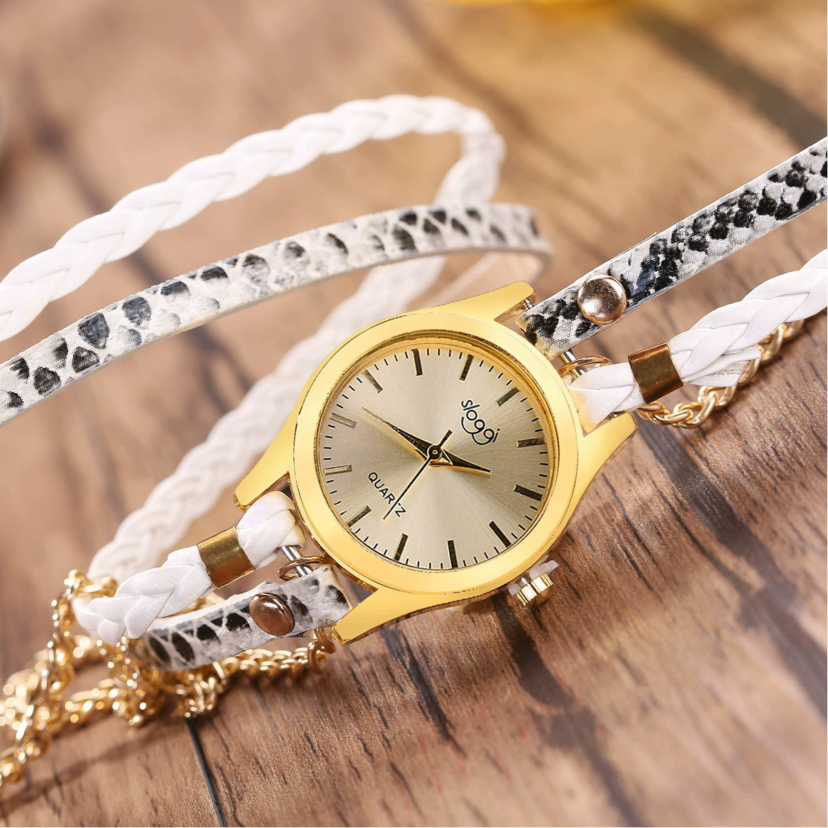 Women's Retro Style Winding Bracelet Watch With Braided Snake Pattern ...