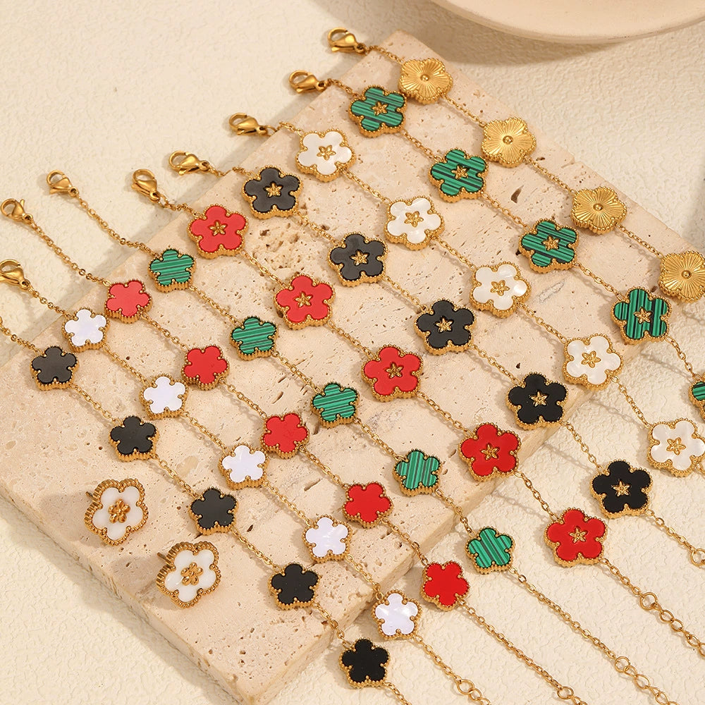 Women's Stainless Steel Flower Bracelet With Electroplating Treatment ...