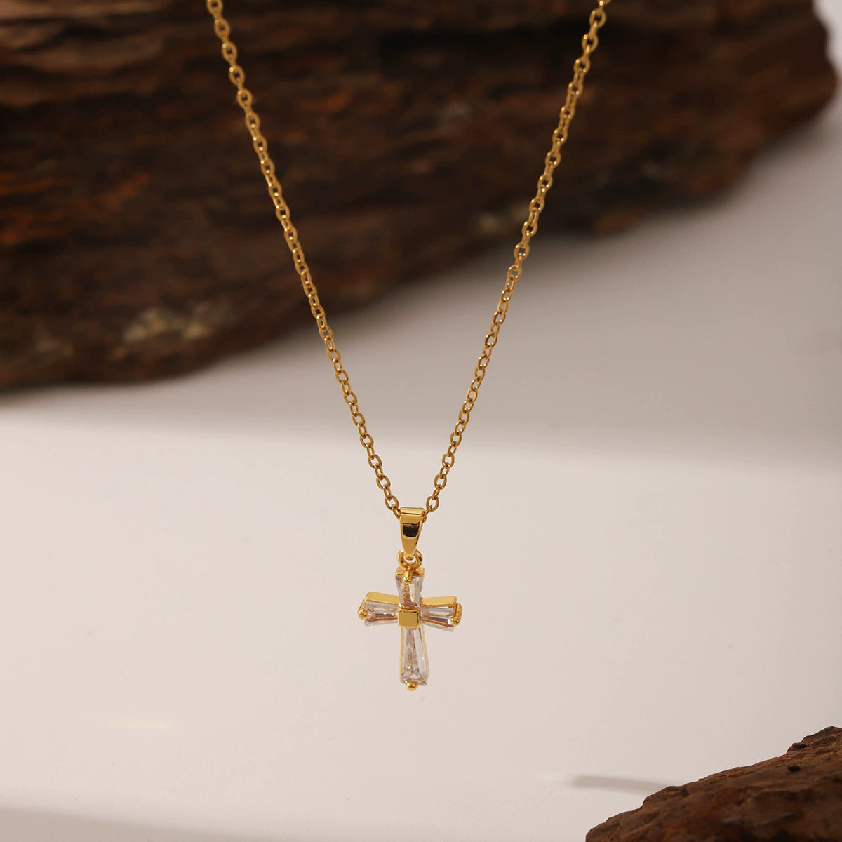 Women's Titanium Steel Cross Pendant Necklace With Geometric Design An ...